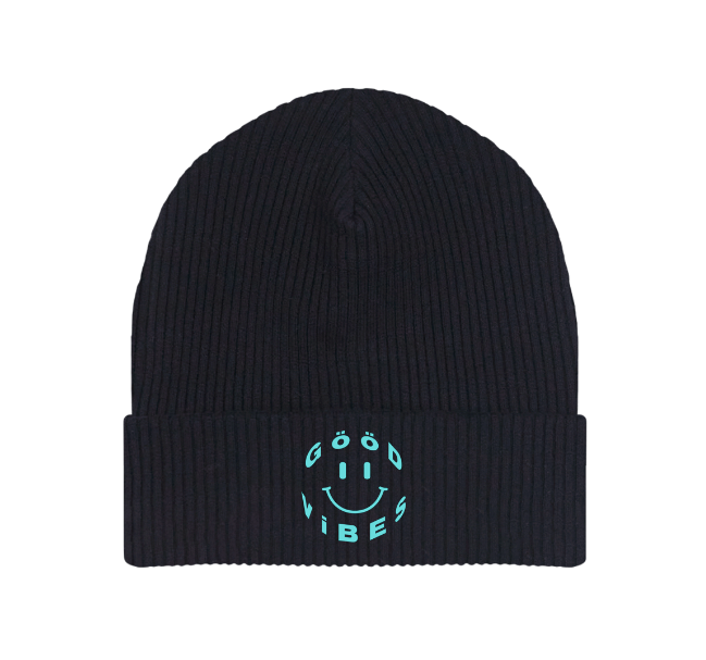 GööD ViBES Beanie Hat - BLACK / TURQUOISE – Stööki